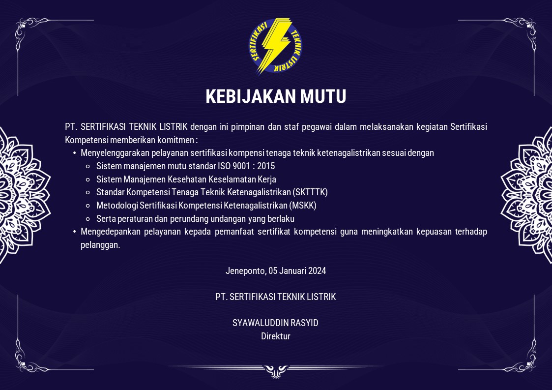 Kebijakan Mutu - PT. SETITIK